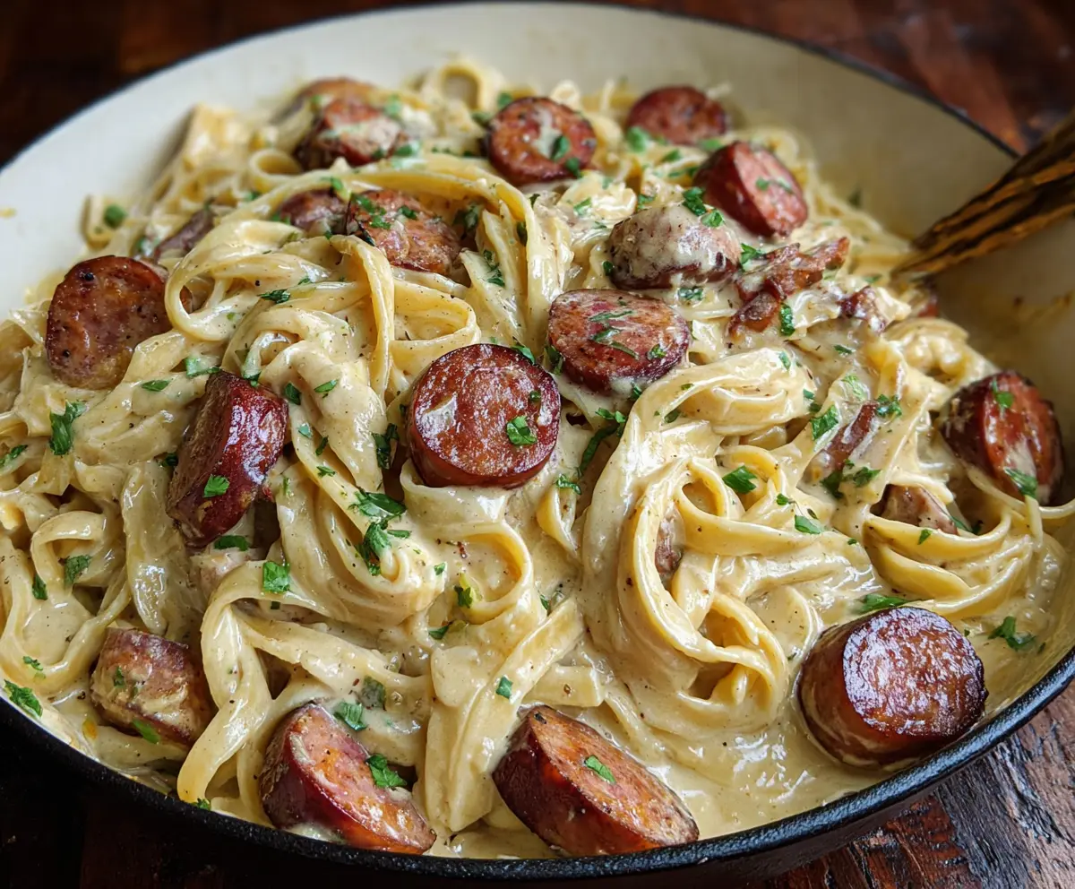 Cajun Smoked Sausage Alfredo Pasta Recipe